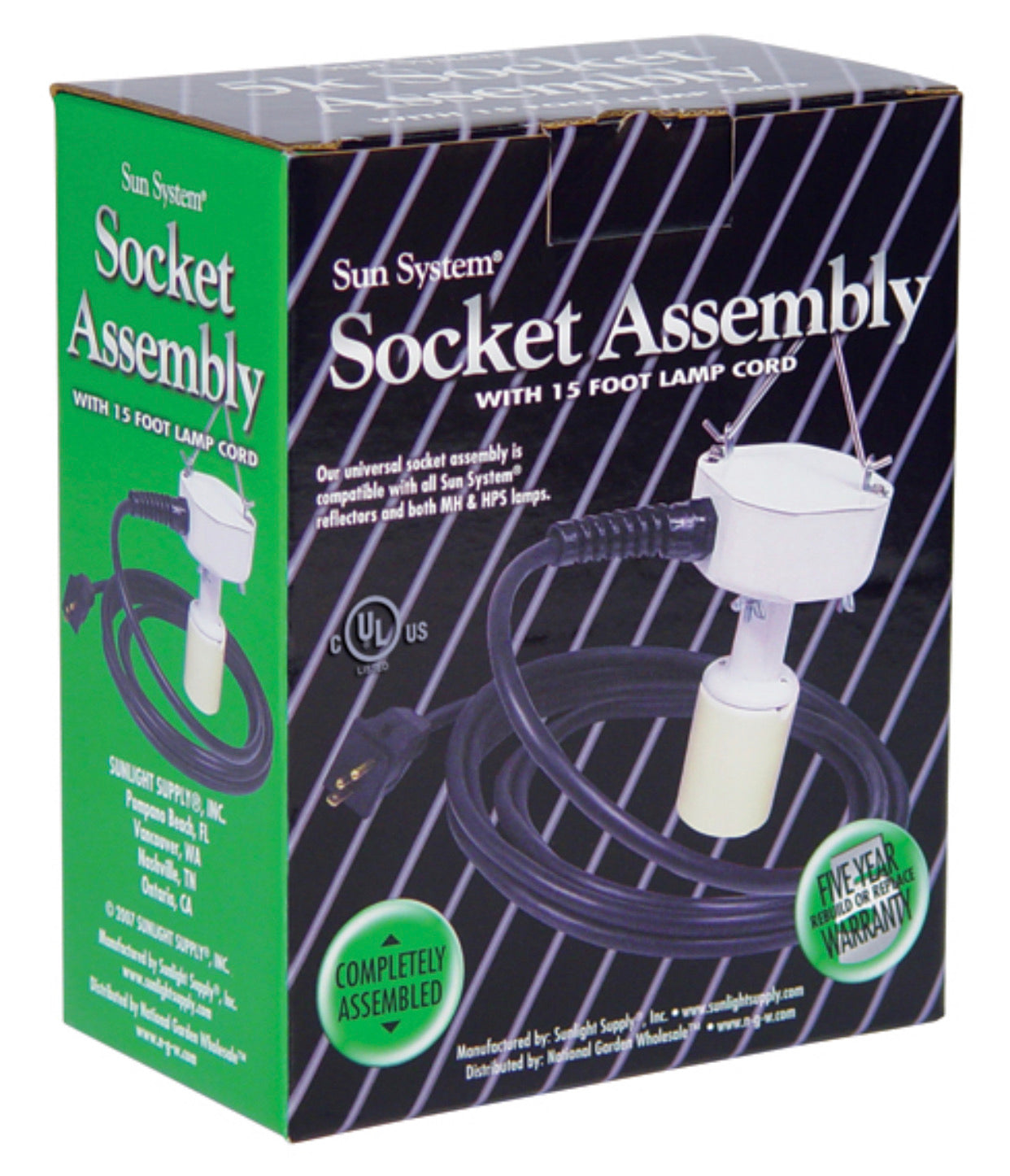 Sun System Socket Assembly with 15 FT cord – Hometown Hydroponics Est.2005